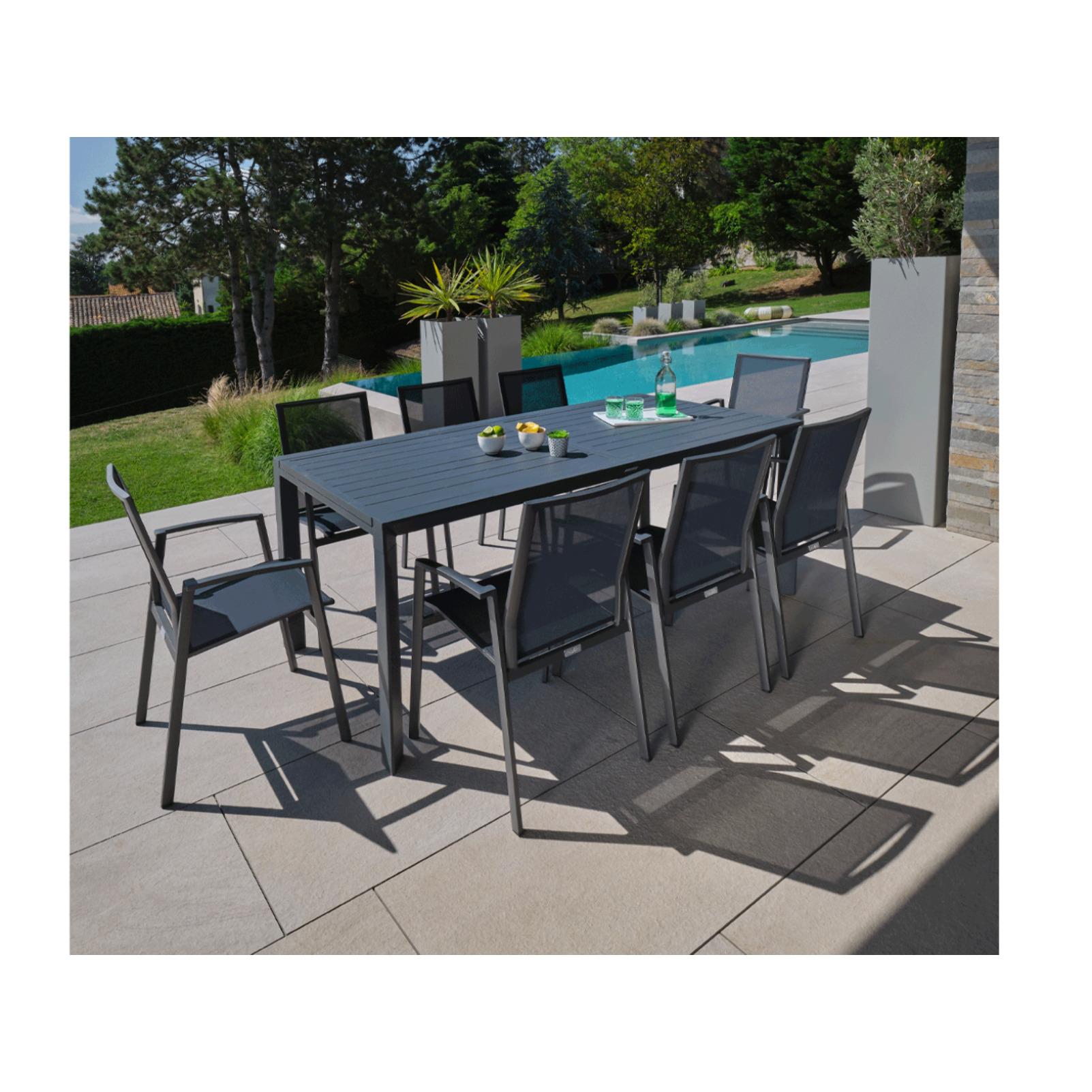 Ozalide - ARGONEA - Ensemble table et chaises de jardin - Gris ...