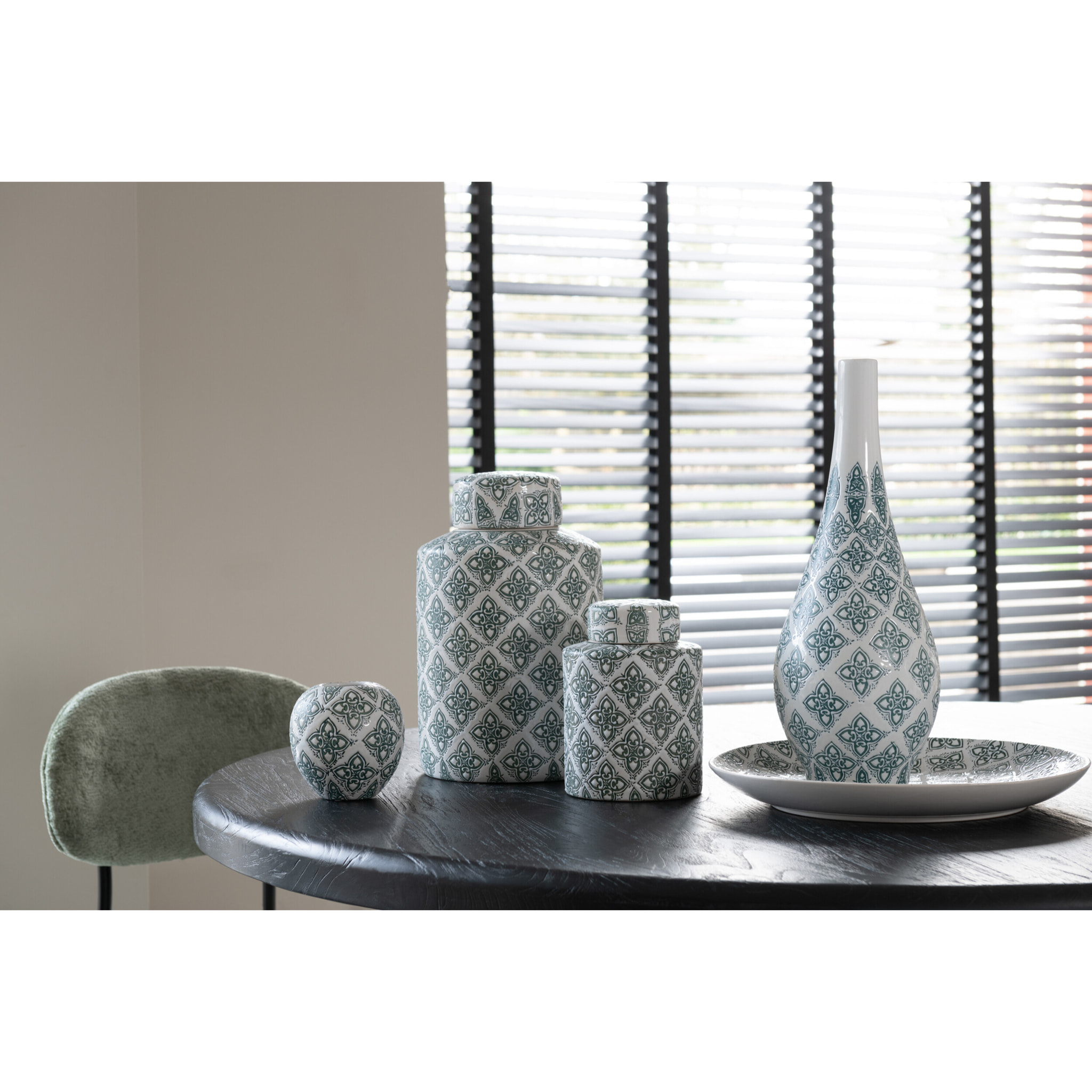 J-Line - J-Line vase Kousa - porcelaine - bleu/blanc - 53 cm de hauteur ...