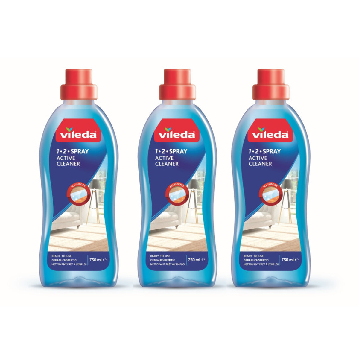 VILEDA - Vileda - 3 bouteilles 750ml 12SPRAY Active Cleaner - Détergent ...