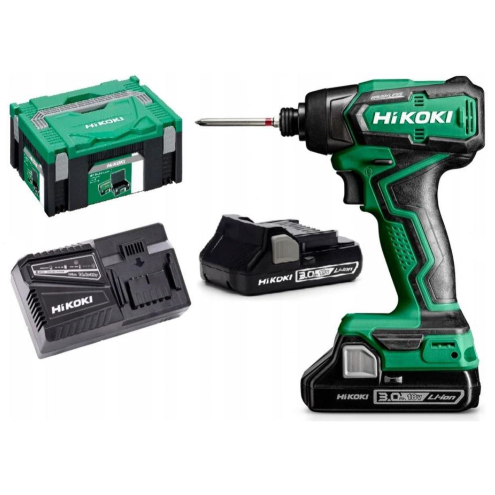 HIKOKI - Visseuse à chocs 140Nm 18V - HIKOKI - avec 2 batteries 18V 3.0 Ah + coffret HSCII ...