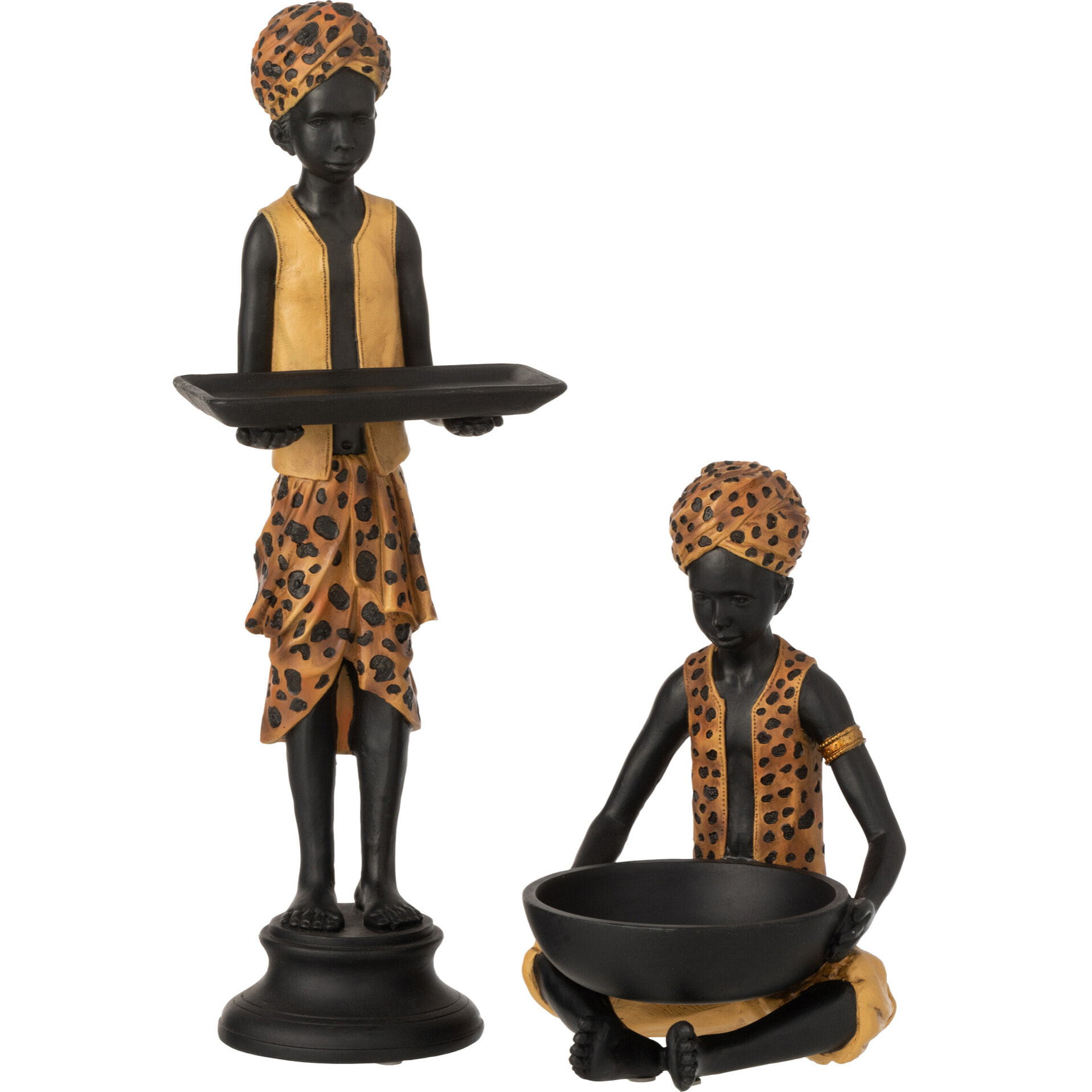 J-Line - J-Line figurine Garcon Plateau - polyrésine - noir/marron | Veepee