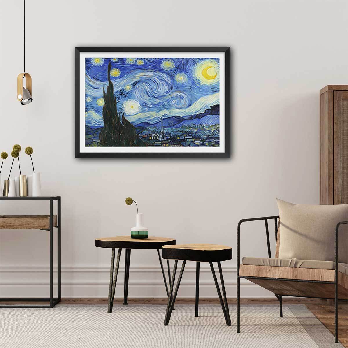 Hexoa - Poster La nuit étoilée - Vincent Van Gogh Affiche + cadre en ...