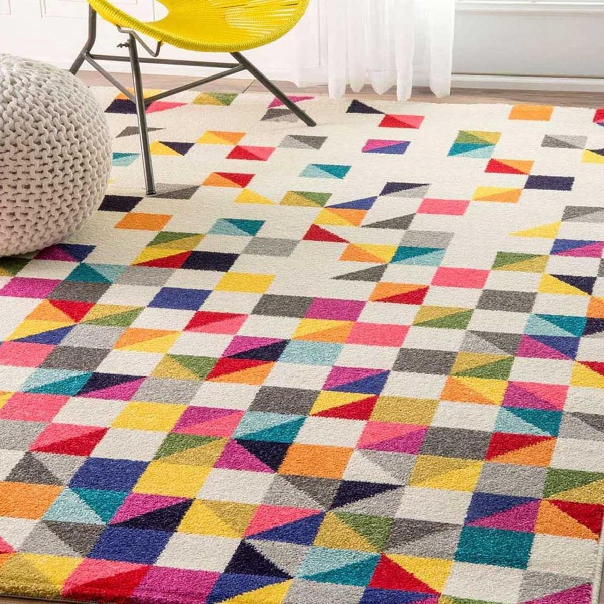 O&Ko - Tapis Gepa aux motifs géométriques destructurés multicolores ...