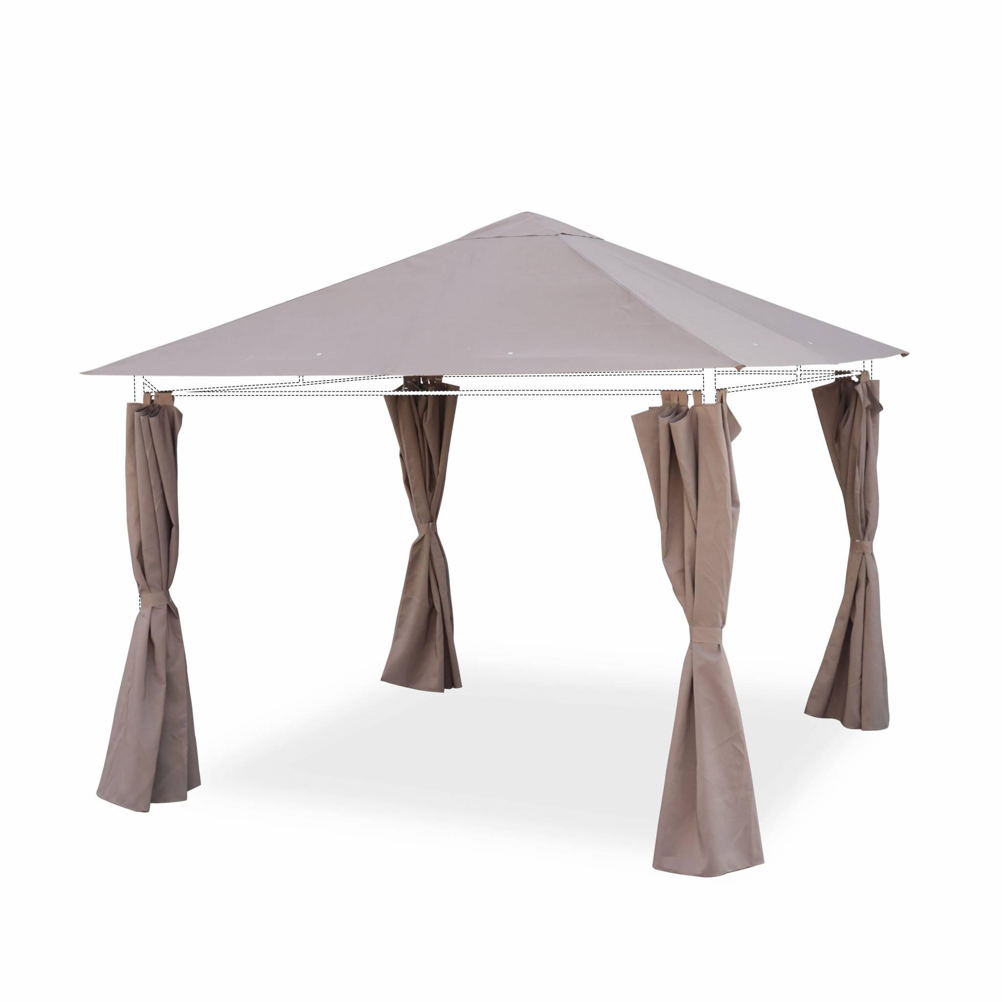 sweeek - Ensemble complet toile de toit et rideaux taupe pour tonnelle ...