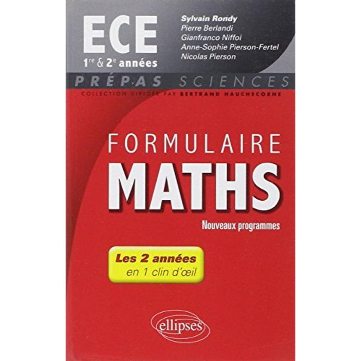Livre Doccasion Rondy Sylvain Formulaire Maths Ece 1re Et 2e