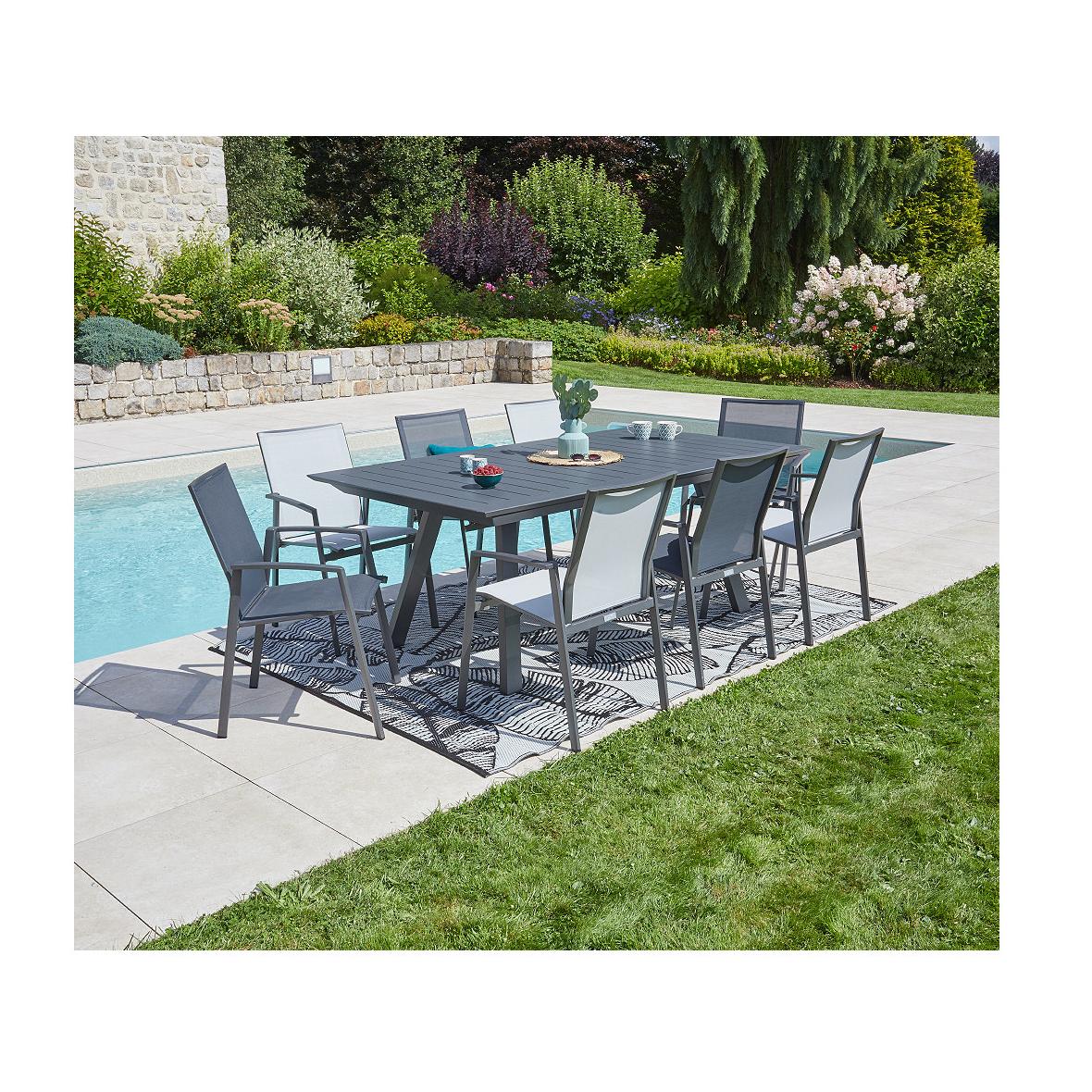 Ozalide - MALOUINEA - Ensemble table et chaises de jardin - Gris ...