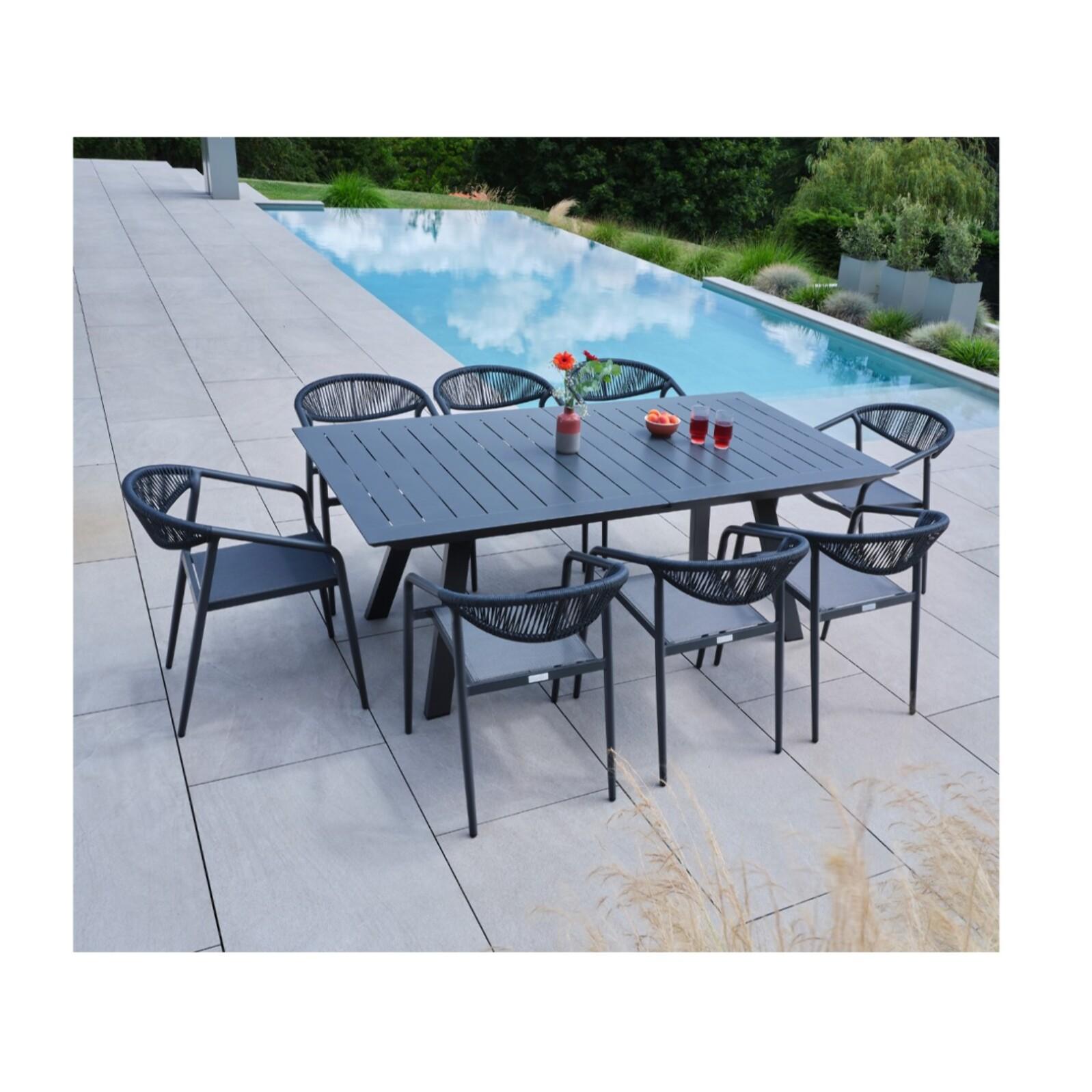 Ozalide - MALOUITANA - Ensemble table et chaises de jardin - Gris ...