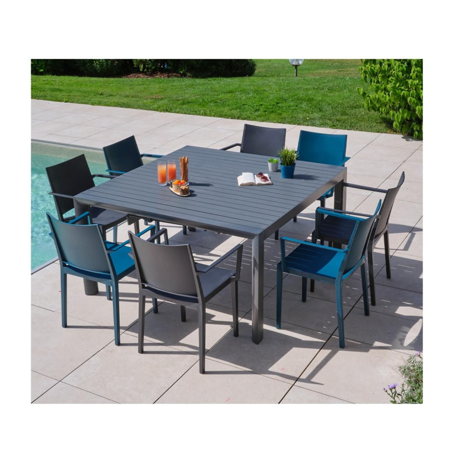 Ozalide - MIMAOS XL - Ensemble table et chaises de jardin - Gris ...