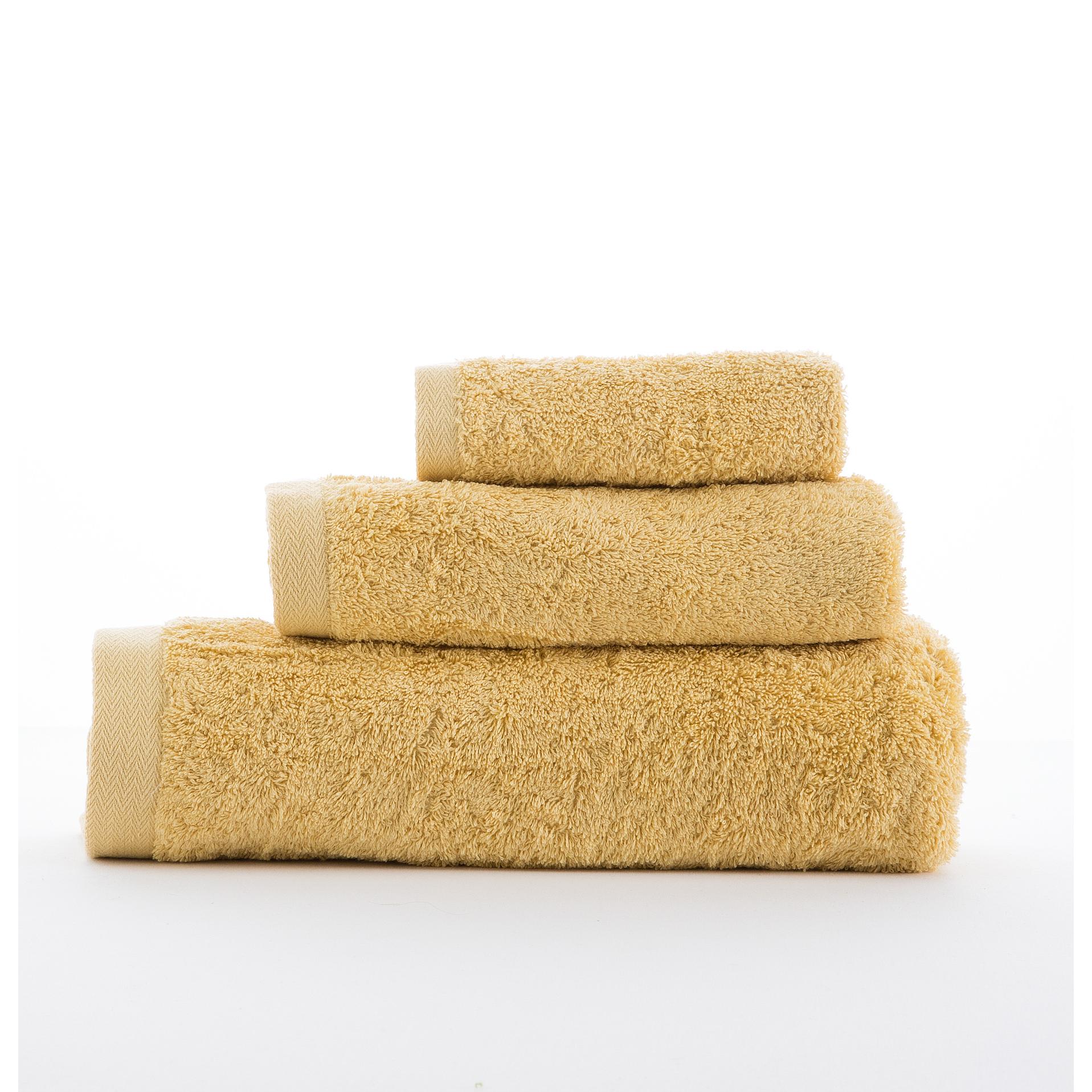 ÉTHÉRÉ - Set de 3 serviettes en coton 550 gr/m2 couleur Jaune | Veepee