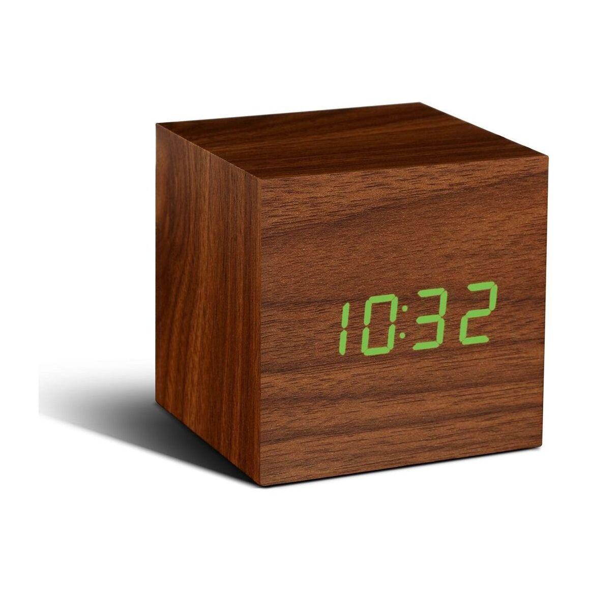 GINGKO - Radio réveil GINGKO Cube Click Clock - LED Noyer / Vert | Veepee