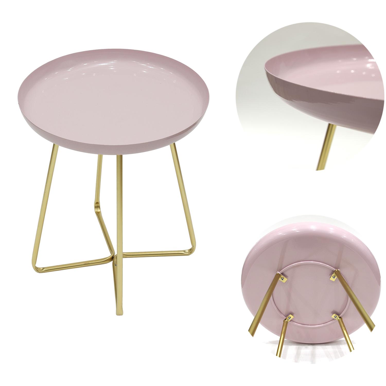 HOME DECO FACTORY - TABLE D APPOINT PLATEAU ROND GLOSSY ROSE | Veepee