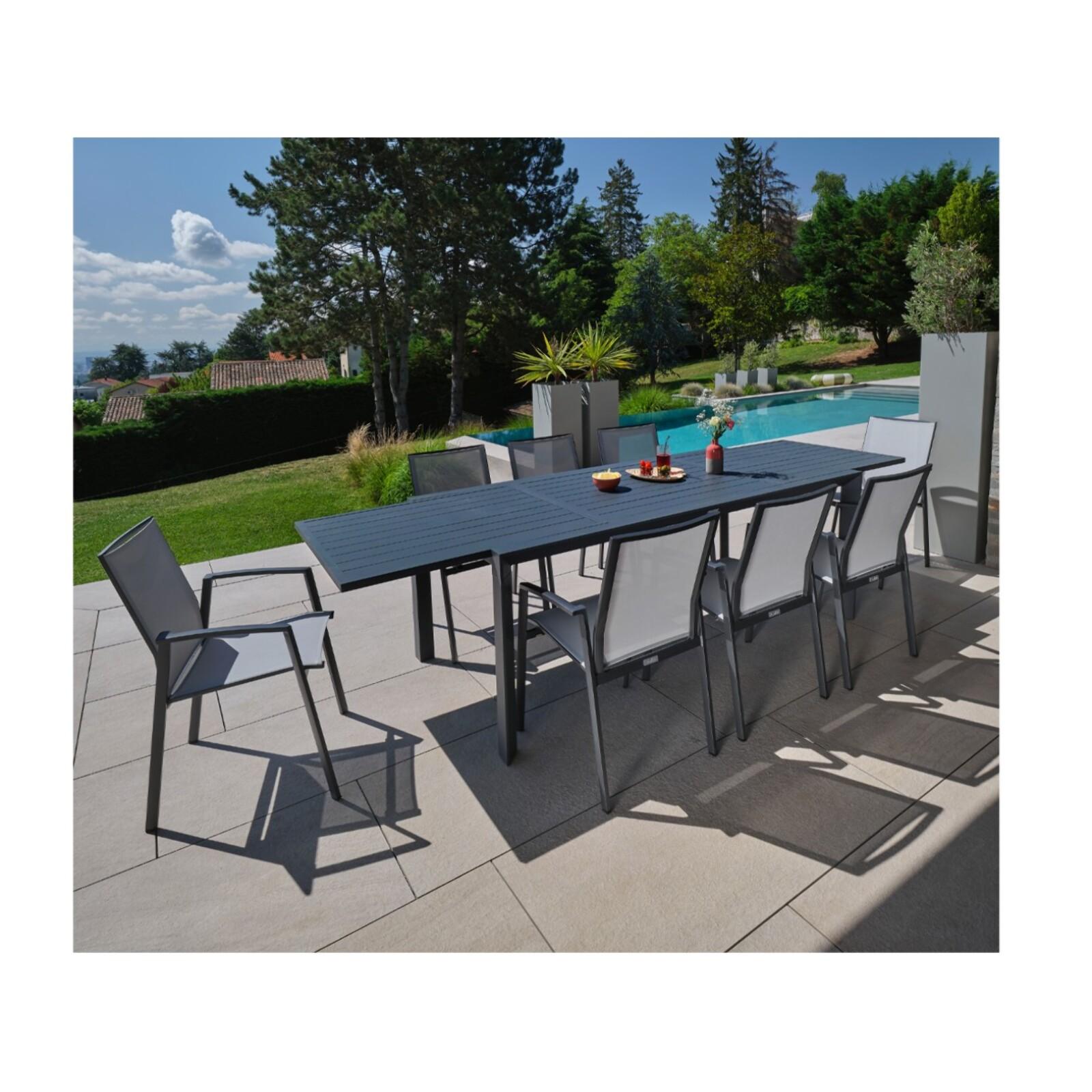 Ozalide - ARGONEA - Ensemble table et chaises de jardin - Gris perle ...