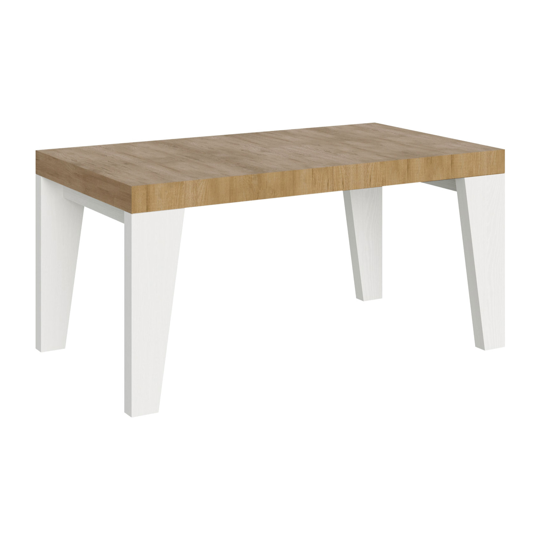 ITAMOBY - Table Naxy Mix Extensible dessus Chêne Nature structure Frêne Blanc 90x160 Allongée ...