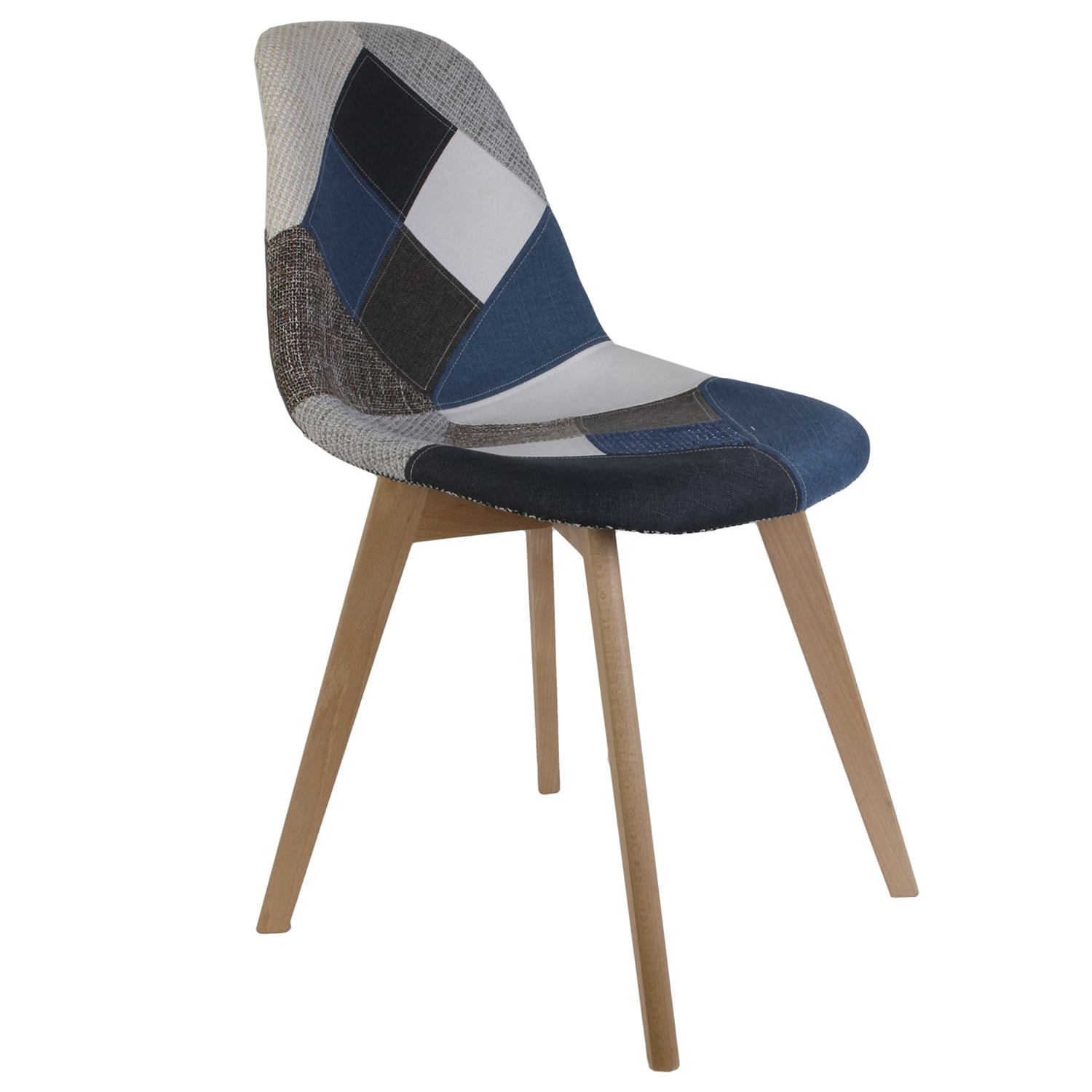 Home Deco Factory - Chaise Patchwork Bleu Gris | Veepee